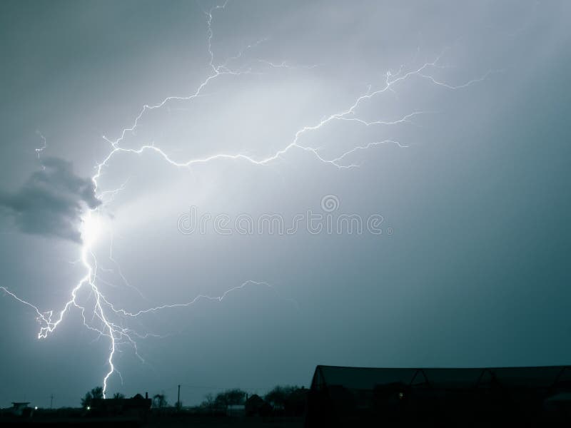 Blinding Lightning Bolt Strikes Down in a River Landscape Stock Photo ...