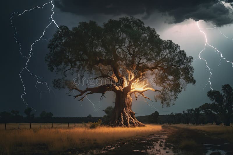 Lightning Hit Tree Stock Illustrations – 45 Lightning Hit Tree Stock ...