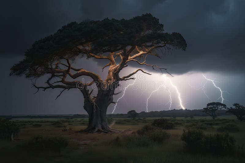 Lightning Hit Tree Stock Illustrations – 57 Lightning Hit Tree Stock ...