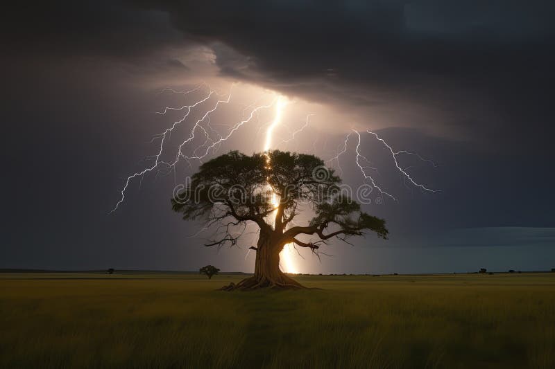 Lightning Hit Tree Stock Illustrations – 65 Lightning Hit Tree Stock ...