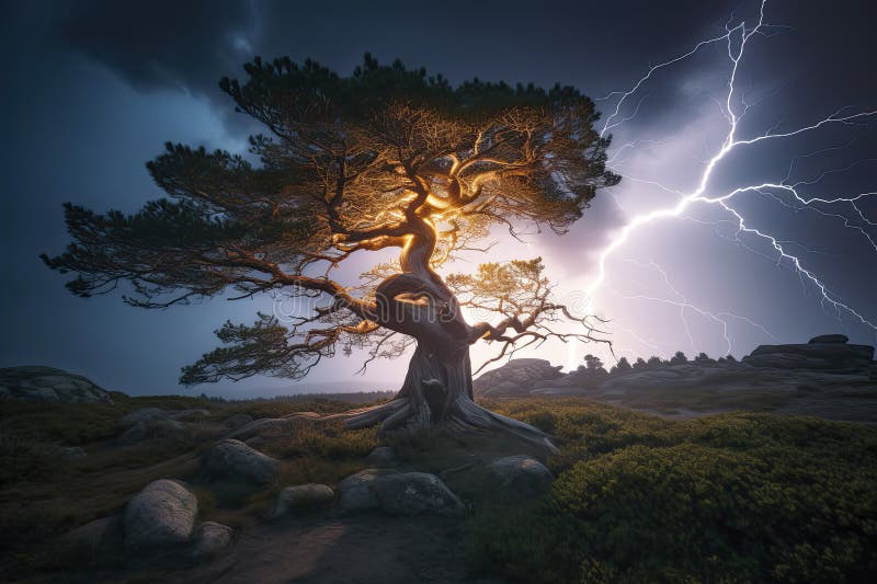 Lightning Hit Tree Stock Illustrations – 45 Lightning Hit Tree Stock ...