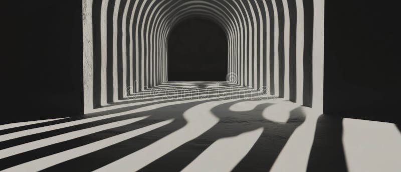 Bright Lights Create Striking Shadows in a Tunnel of Converging Lines ...