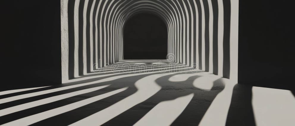 Bright Lights Create Striking Shadows in a Tunnel of Converging Lines ...