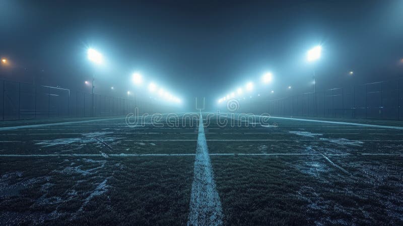 Bright Lights in Empty Parking Lot at Night Stock Image - Image of ...