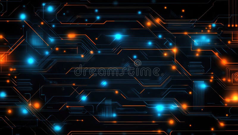 Colorful Circuit Design on Dark Backdrop Stock Illustration ...