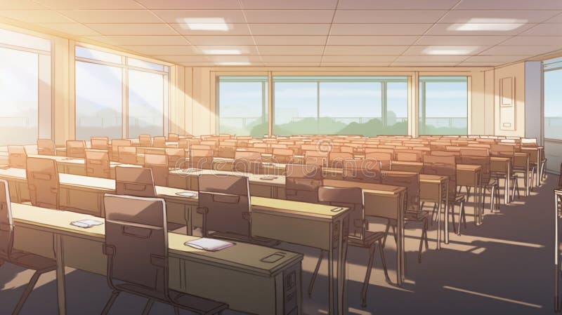 Bright Lights Organized Classroom with Rows of Desks and Chairs AI ... Bright Lights Organized Classroom with Rows of Desks and Chairs AI ...