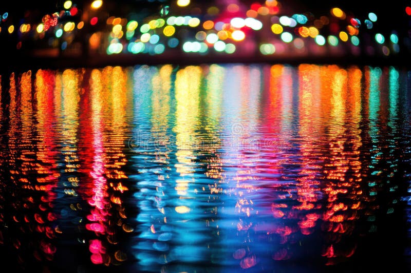 Bright Lights Shimmer on a Lake S Surface, Creating a Magical Night ...