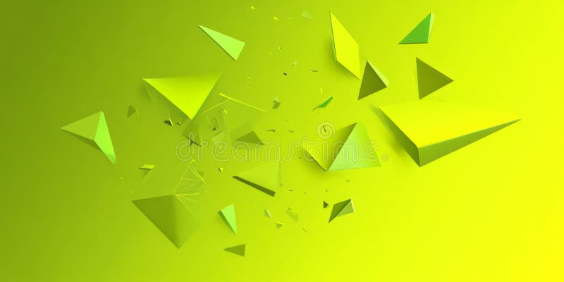 A Bright Lime Green Background with Geometric, Angular Shapes Scattered ...
