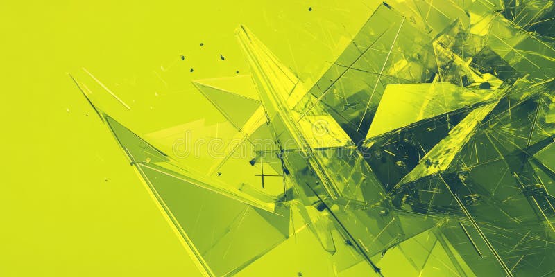 A Bright Lime Green Background with Geometric, Angular Shapes Scattered ...
