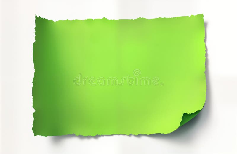 Bright Lime Green Paper Ripped Torn Piece on Transparent Background ...