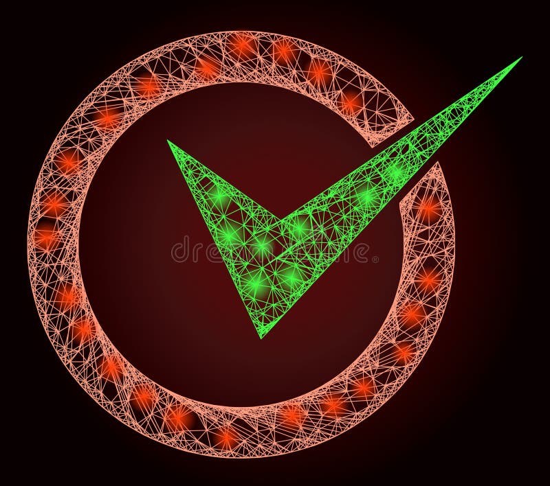 Bright Linear Mesh Checkbox Circle with Light Spots Stock Vector ...