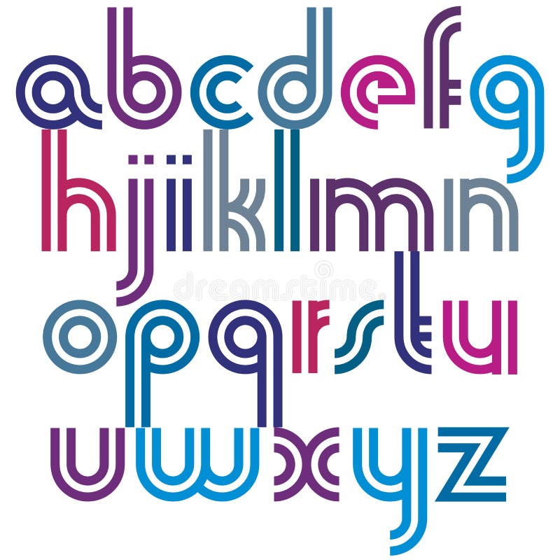 Bright Lowercase Letters with Rounded Corners Stock Vector ...