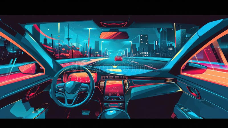 Bright Luminous Interior of a Modern Car Stock Image - Image of black ...