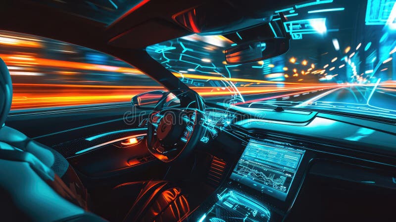 Bright Luminous Interior of a Modern Car Stock Photo - Image of panel ...