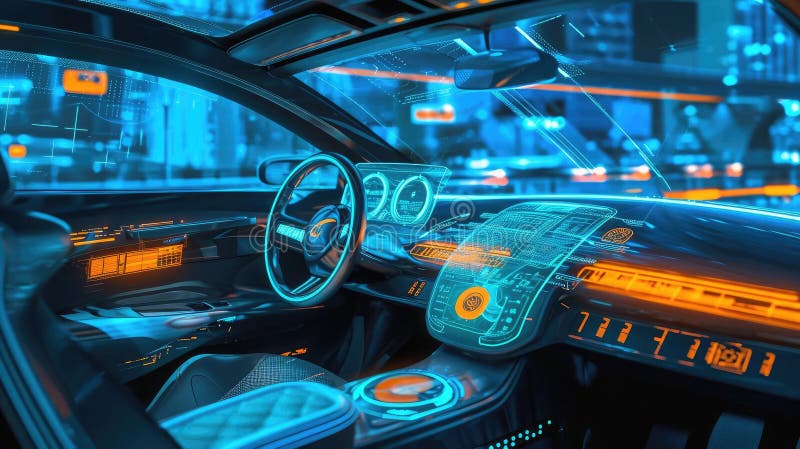 Bright Luminous Interior of a Modern Car Stock Image - Image of ...