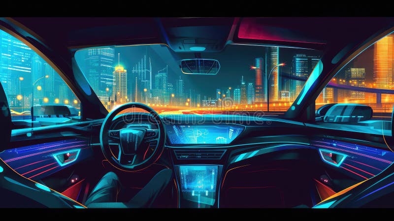 Bright Luminous Interior of a Modern Car Stock Image - Image of round ...