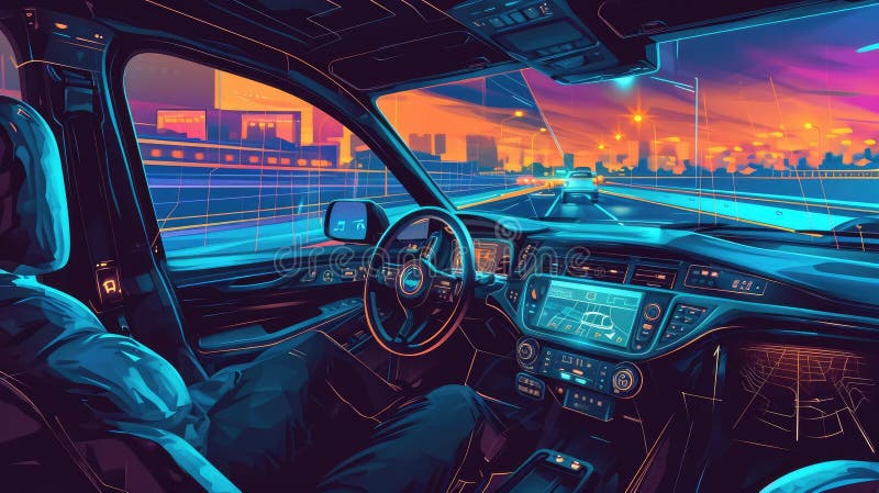 Bright Luminous Interior of a Modern Car Stock Image - Image of ...