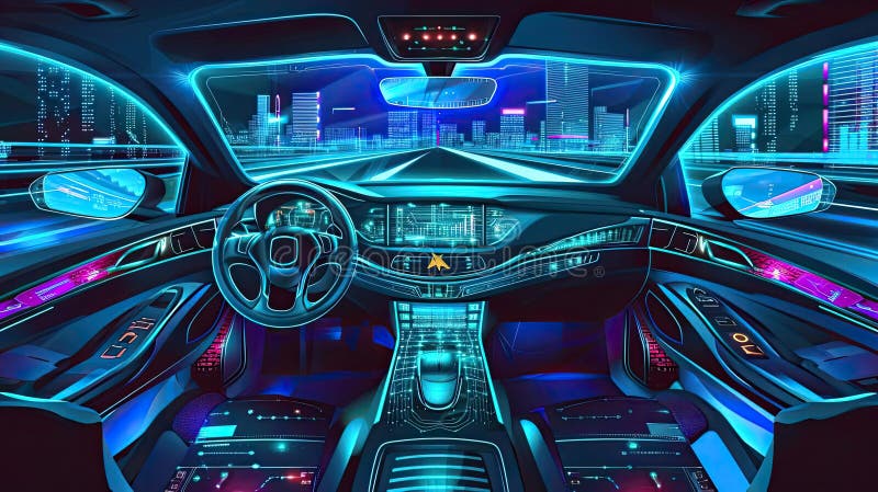 Bright Luminous Interior of a Modern Car Stock Photo - Image of ...