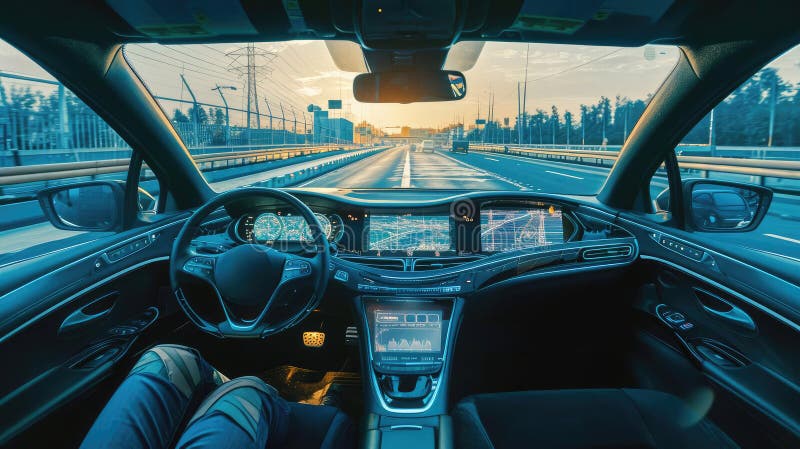 Bright Luminous Interior of a Modern Car Stock Photo - Image of panel ...