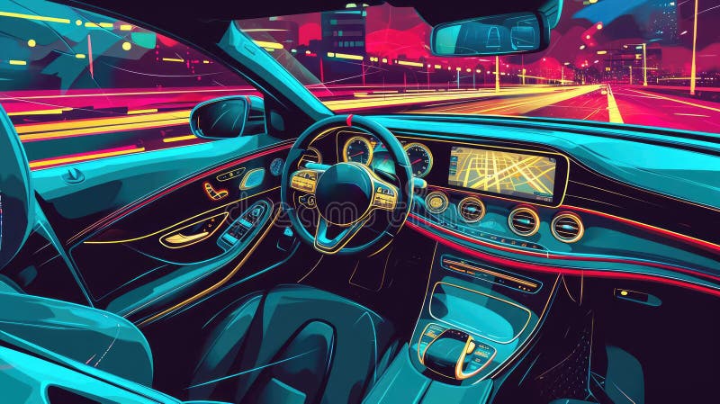 Bright Luminous Interior of a Modern Car Stock Photo - Image of ...