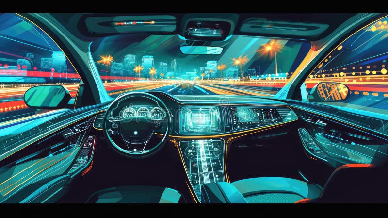 Bright Luminous Interior of a Modern Car Stock Image - Image of ...