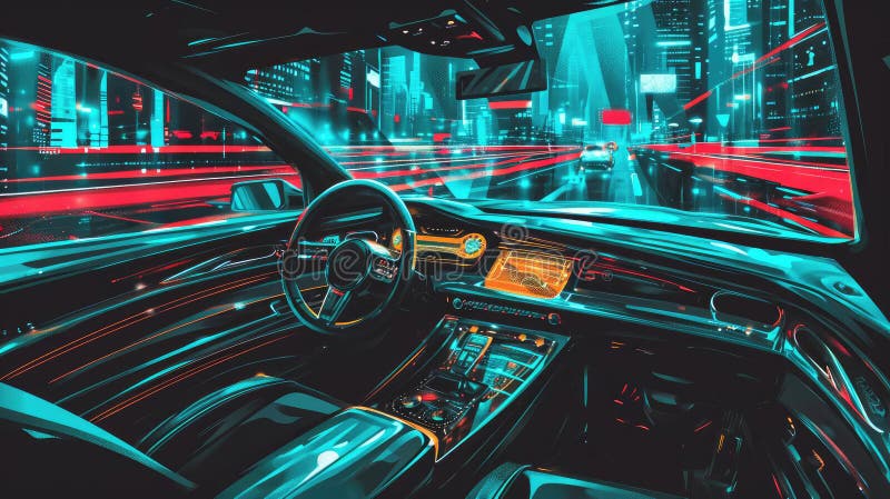 Bright Luminous Interior of a Modern Car Stock Photo - Image of round ...