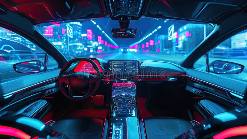 Bright Luminous Interior of a Modern Car Stock Illustration ...