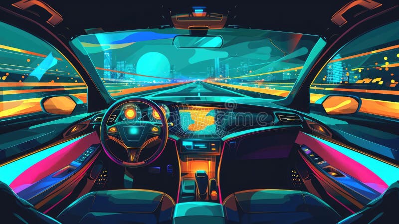 Bright Luminous Interior of a Modern Car Stock Photo - Image of panel ...