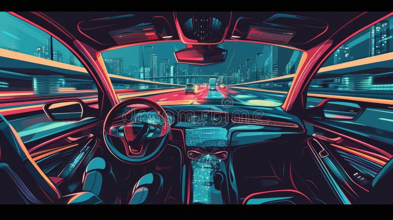 Bright Luminous Interior of a Modern Car Stock Image - Image of inside ...