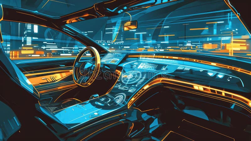 Bright Luminous Interior of a Modern Car Stock Photo - Image of panel ...