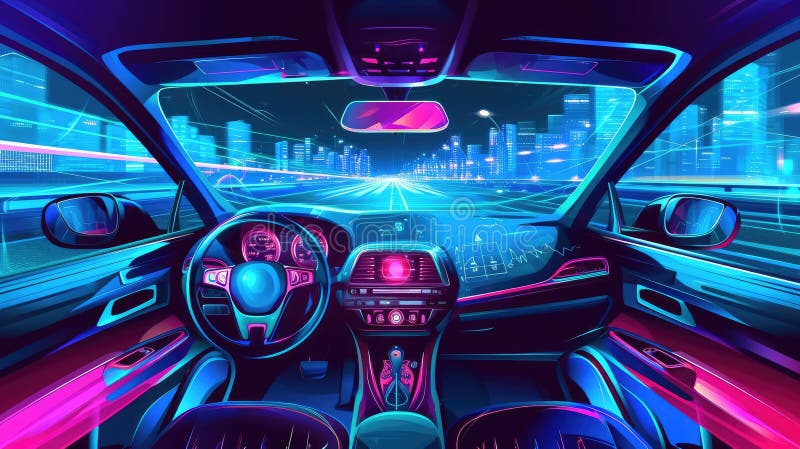 Bright Luminous Interior of a Modern Car Stock Photo - Image of meter ...