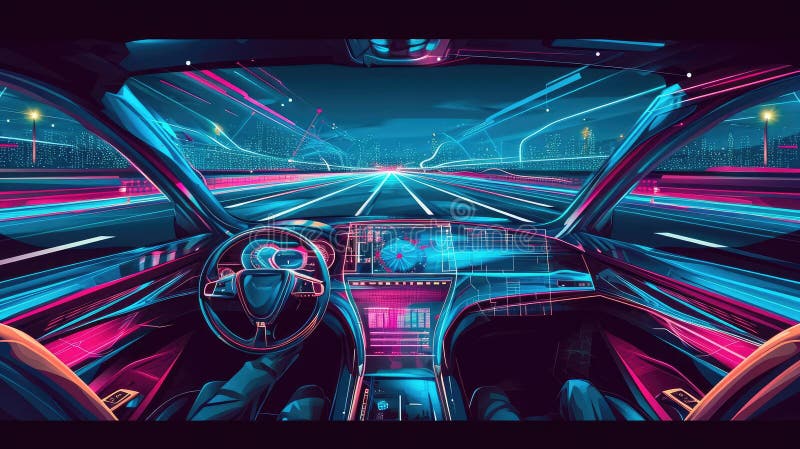 Bright Luminous Interior of a Modern Car Stock Image - Image of motor ...
