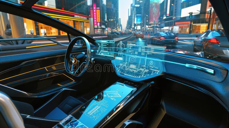 Bright Luminous Interior of a Modern Car Stock Photo - Image of numbers ...
