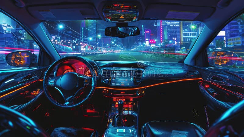 Bright Luminous Interior of a Modern Car Stock Image - Image of ...