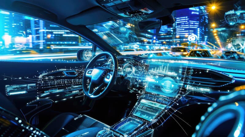Bright Luminous Interior of a Modern Car Stock Image - Image of motor ...