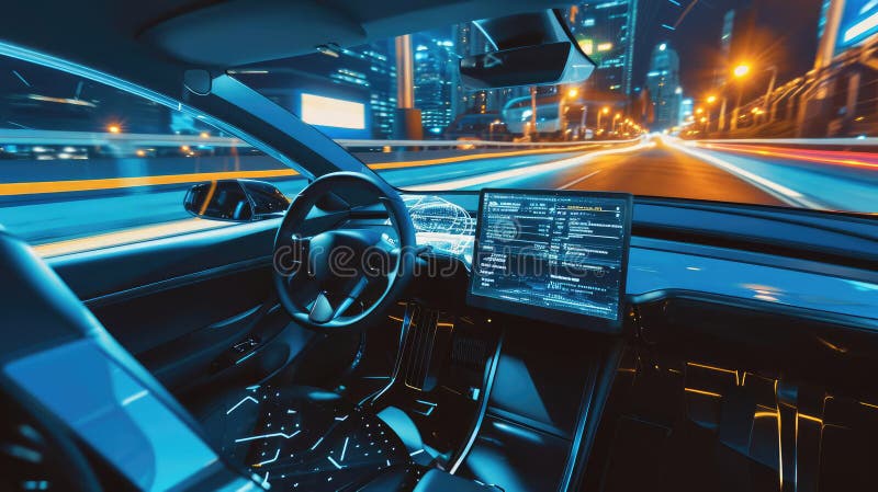 Bright Luminous Interior of a Modern Car Stock Photo - Image of round ...