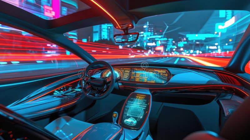 Bright Luminous Interior of a Modern Car Stock Illustration ...