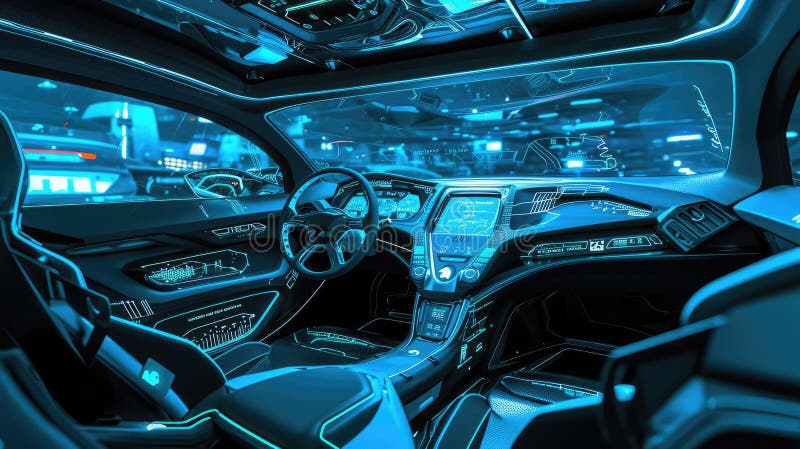 Bright Luminous Interior of a Modern Car Stock Illustration ...
