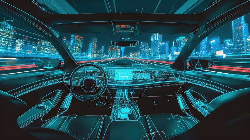 Bright Luminous Interior of a Modern Car Stock Illustration ...