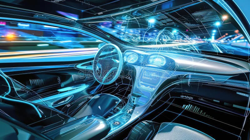 Bright Luminous Interior of a Modern Car Stock Illustration ...