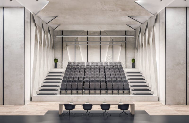 Bright Luxury Concrete Lecture Hall Auditorium Interior with Seats and ... Bright Luxury Concrete Lecture Hall Auditorium Interior with Seats and ...