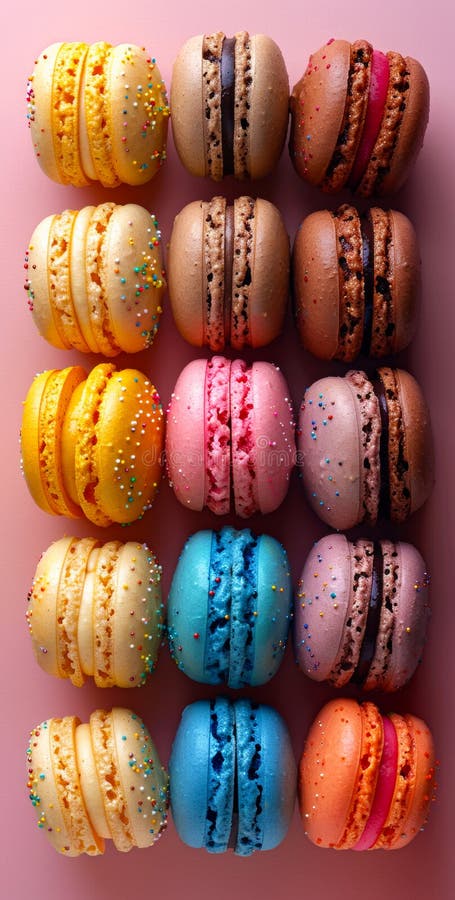 Bright macarons on pink stock photo. Image of pastries - 373354950