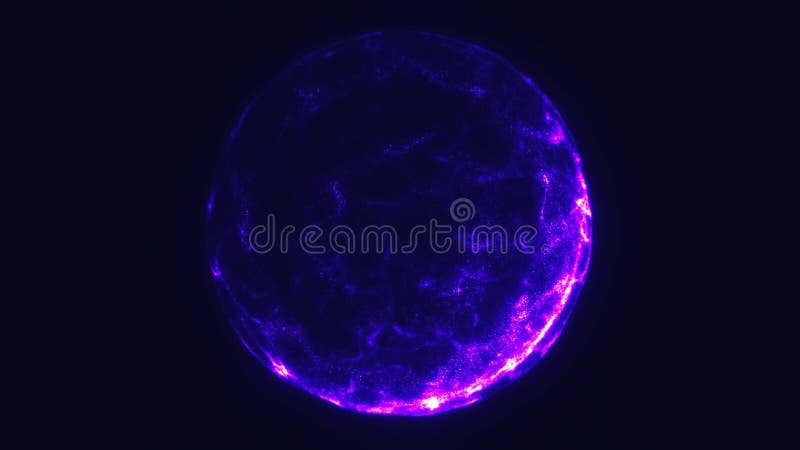 Bright Magenta Glowing Plasma Sphere Radiating Energy and Digital ...