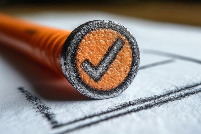 Bright Marker with Check Mark on Paper Stock Photo - Image of design ...