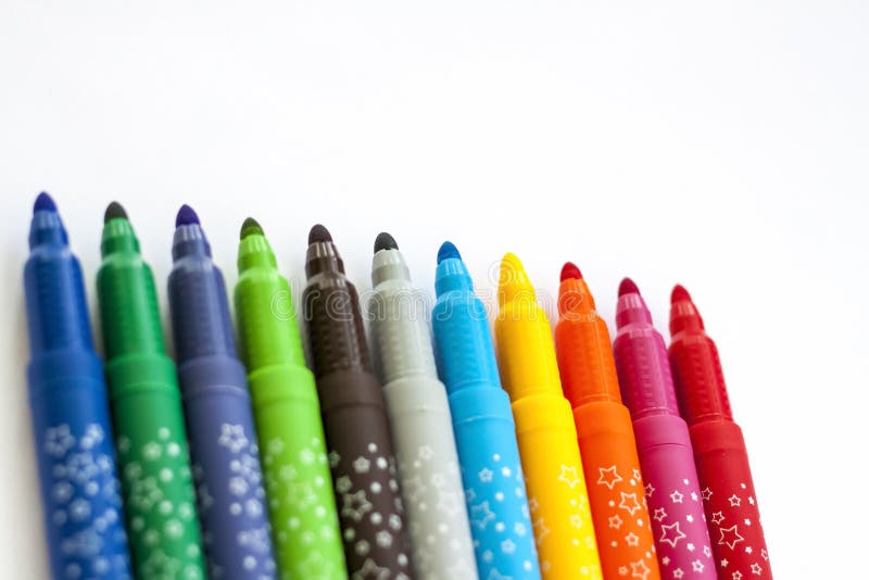 Bright Markers for Design. Markers on a White Background. Markers for ...