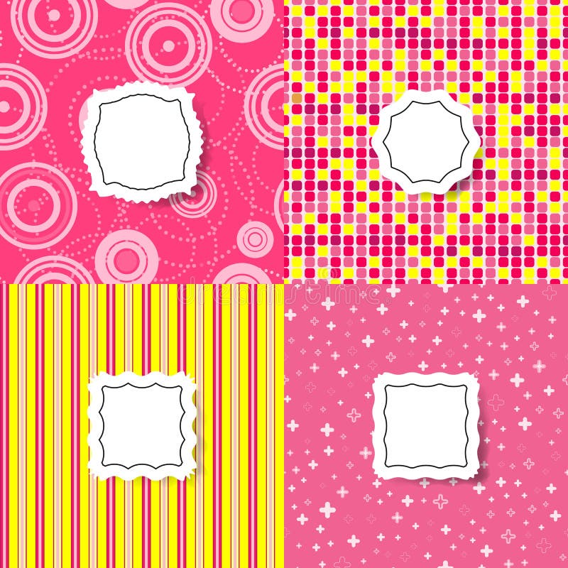 Bright Material Color Seamless Background Set, Cards with Abstract ...