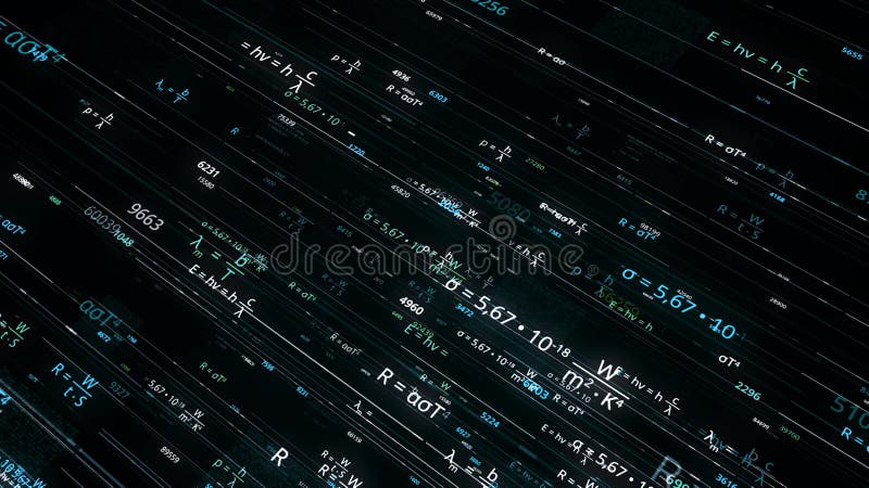 Bright Mathematical Formulas in Computer. Animation. Mathematical ...