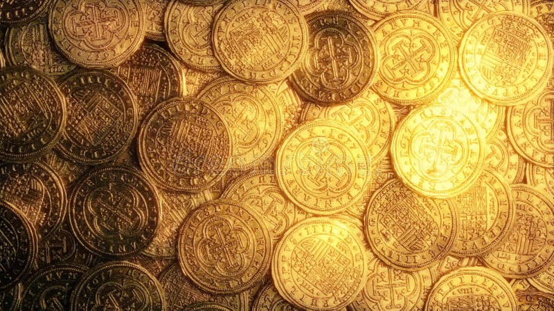 Bright Medieval Gold Coins Pile Stock Footage - Video of historic, king ...
