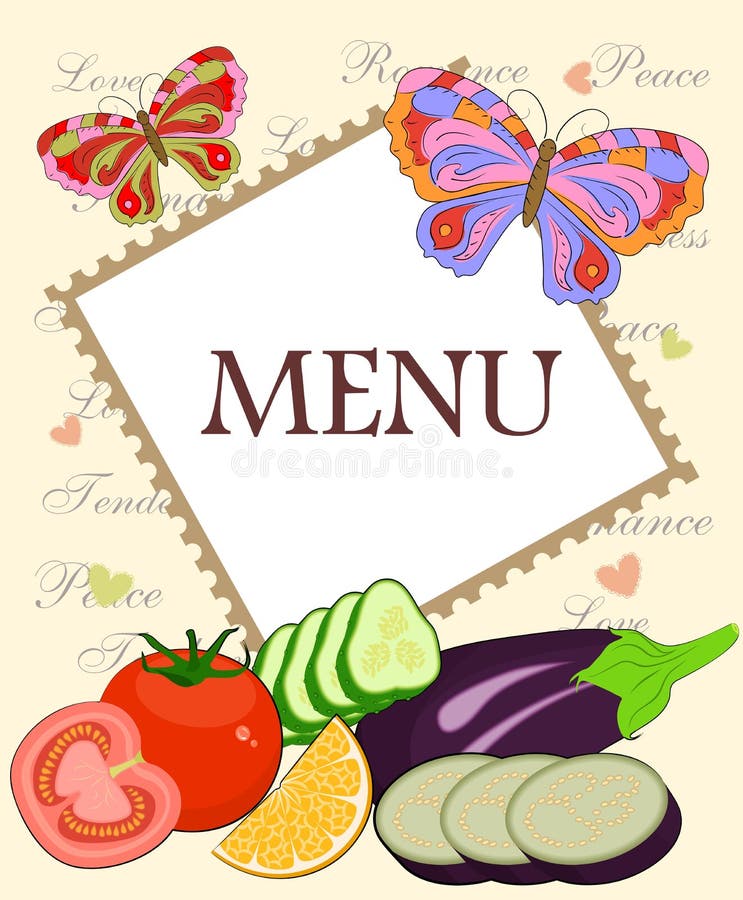 The bright menu stock vector. Illustration of aubergine - 61332616
