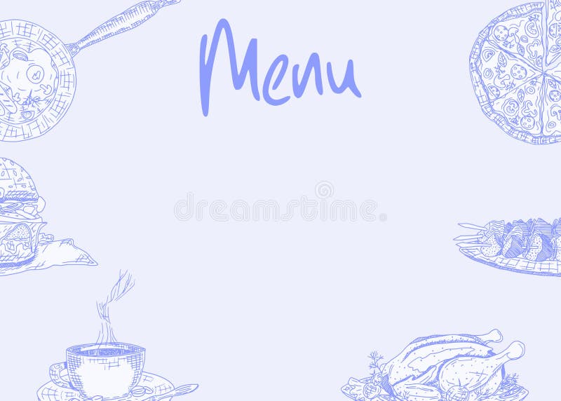 Bright Menu Template with Food Doodles. Vector Stock Illustration ...